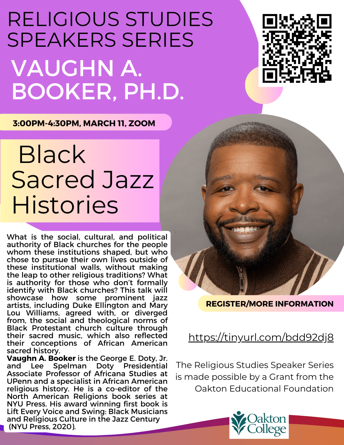 Religious Studies Speaker Series: Vaughn A. Booker – Charles M ...